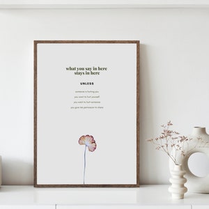 Confidentiality Sign Printable, What You Say in Here, Therapist Office ...