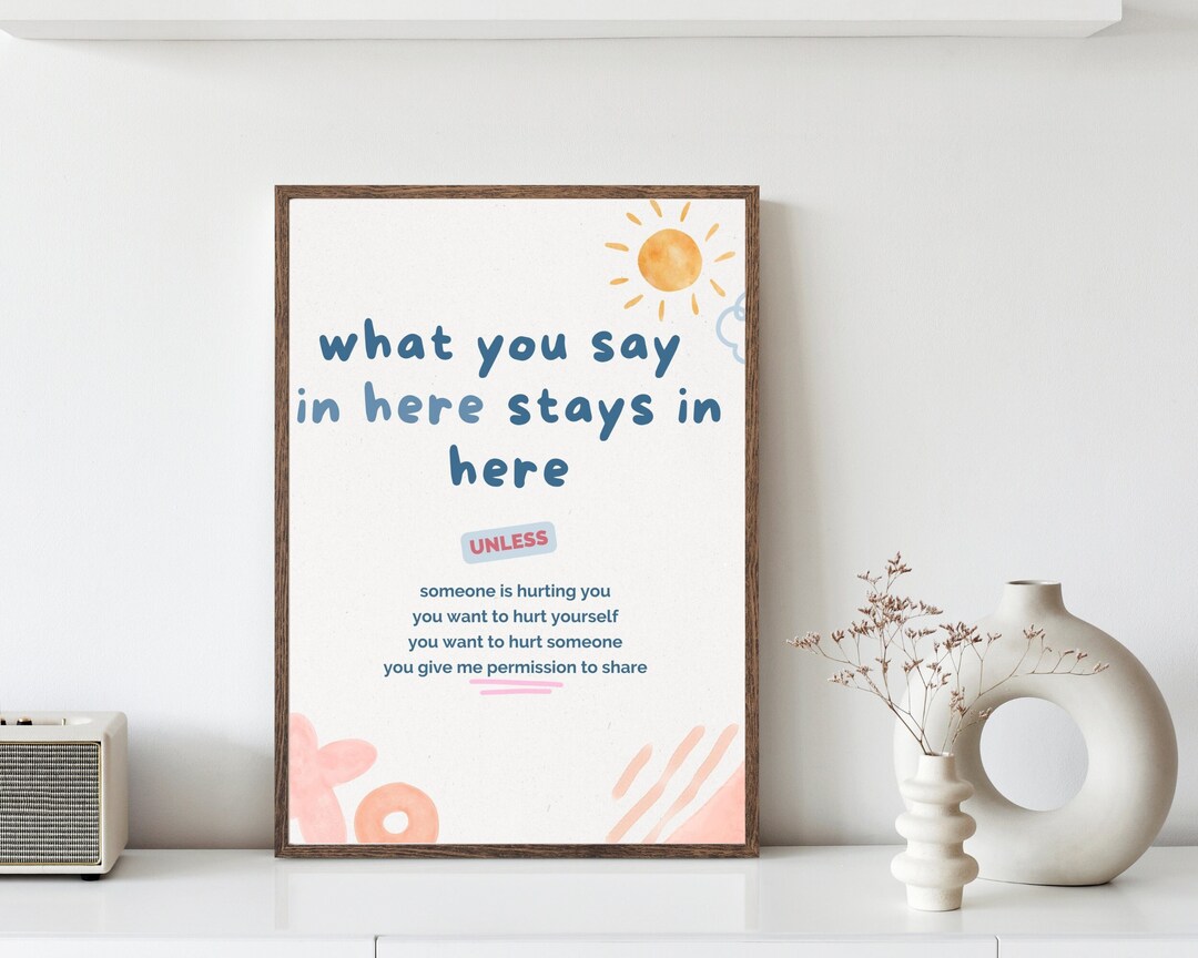 Confidentiality Sign Printable, What You Say in Here, Therapist Office ...