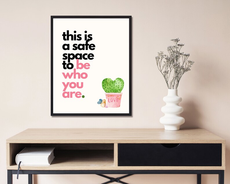 Safe Space Printable Sign, Mental Health Wall Art, Therapy Office Décor ...