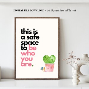 Safe Space Printable Sign, Mental Health Wall Art, Therapy Office Décor ...