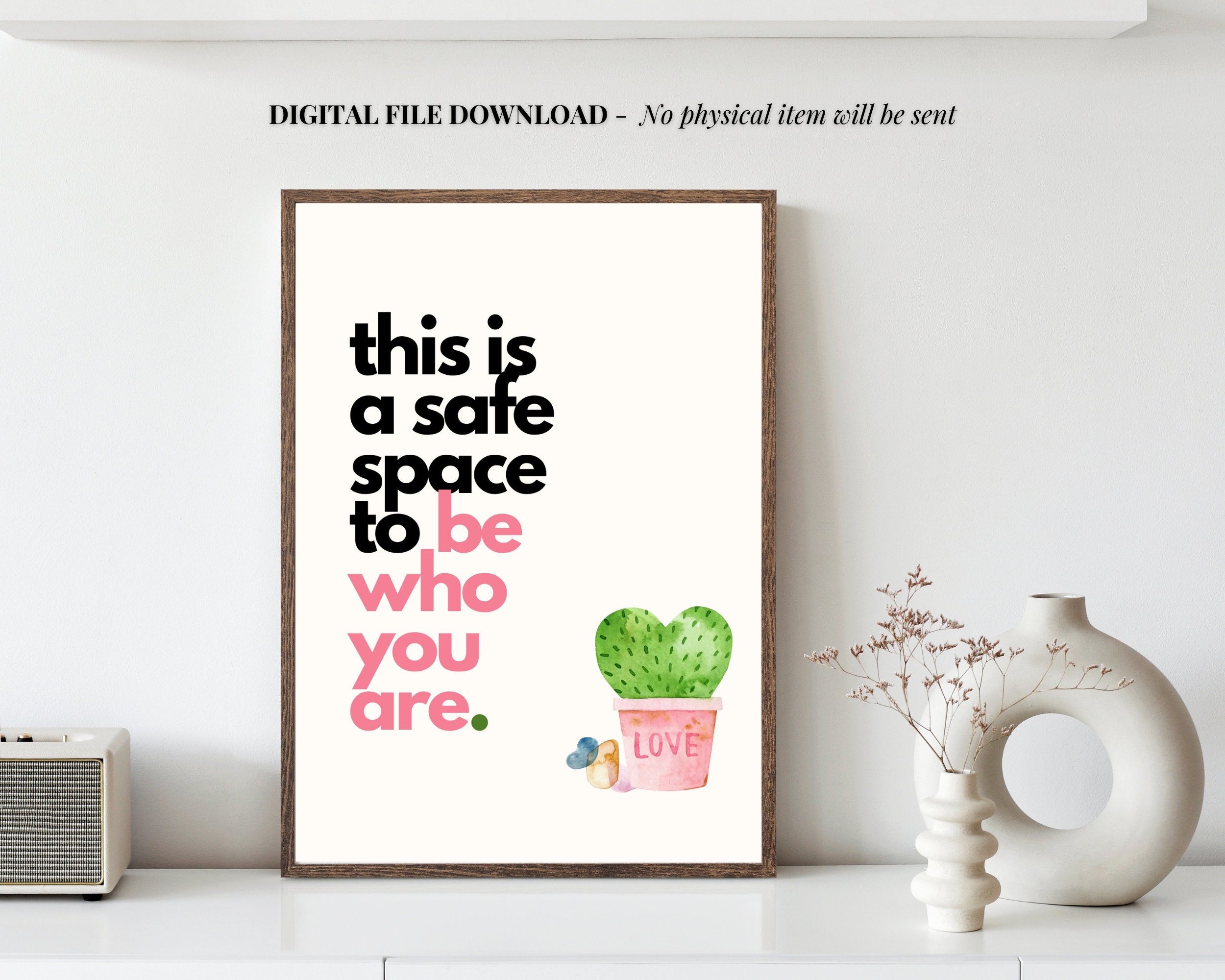 Safe Space Printable Sign, Mental Health Wall Art, Therapy Office Décor ...