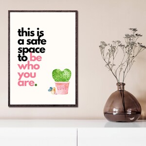 Safe Space Printable Sign, Mental Health Wall Art, Therapy Office Décor ...