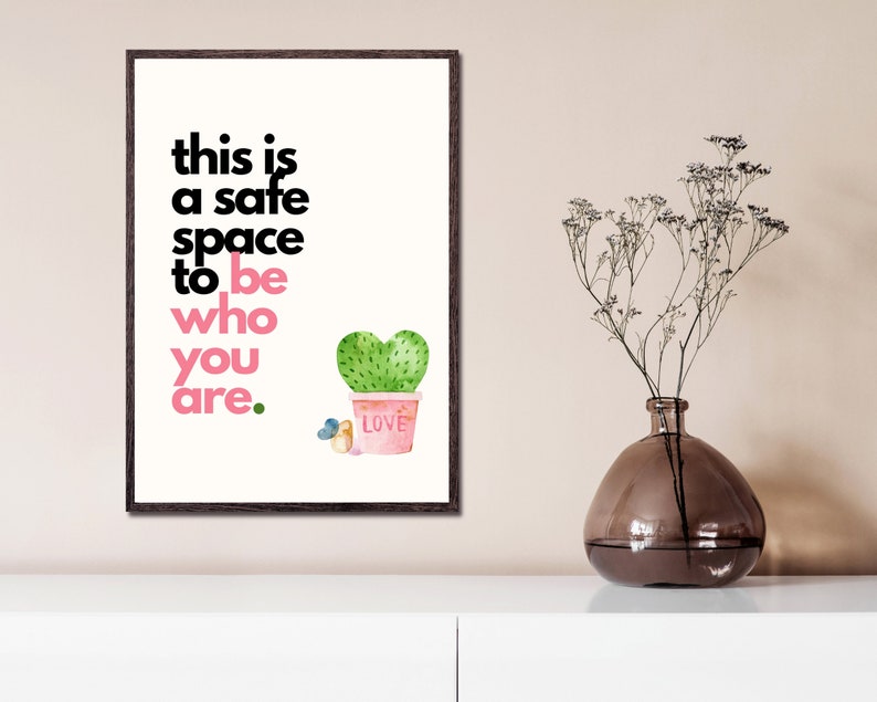 Safe Space Printable Sign, Mental Health Wall Art, Therapy Office Décor ...