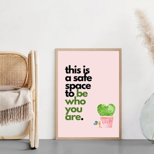 Safe Space Printable Sign, Mental Health Wall Art, Therapy Office Décor ...