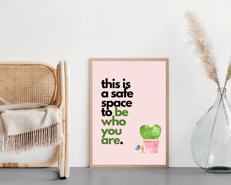 Safe Space Printable Sign, Mental Health Wall Art, Therapy Office Décor ...