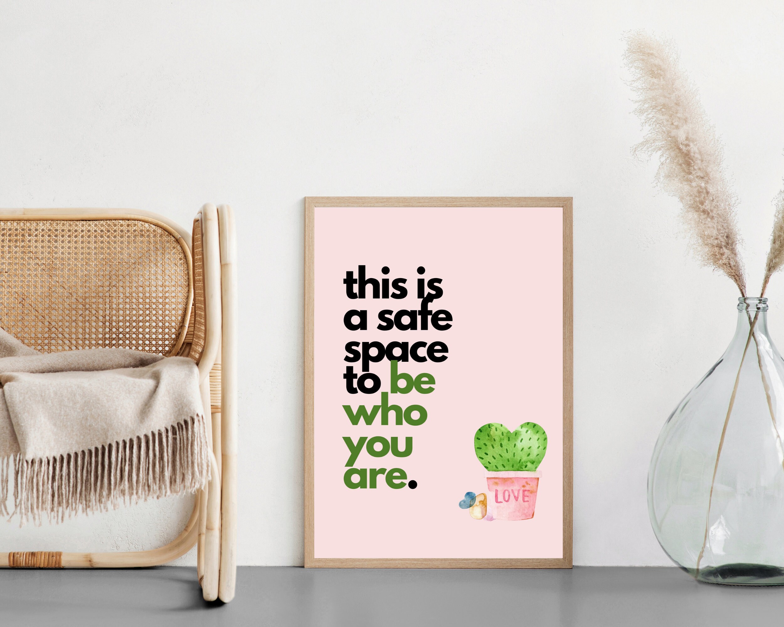 Safe Space Printable Sign, Mental Health Wall Art, Therapy Office Décor ...