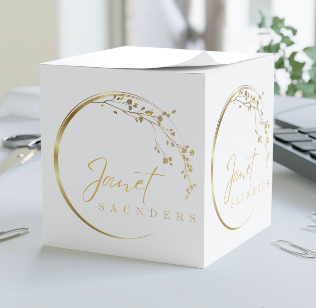 Elegant Gold Name Custom Sticky Note Cube - Etsy