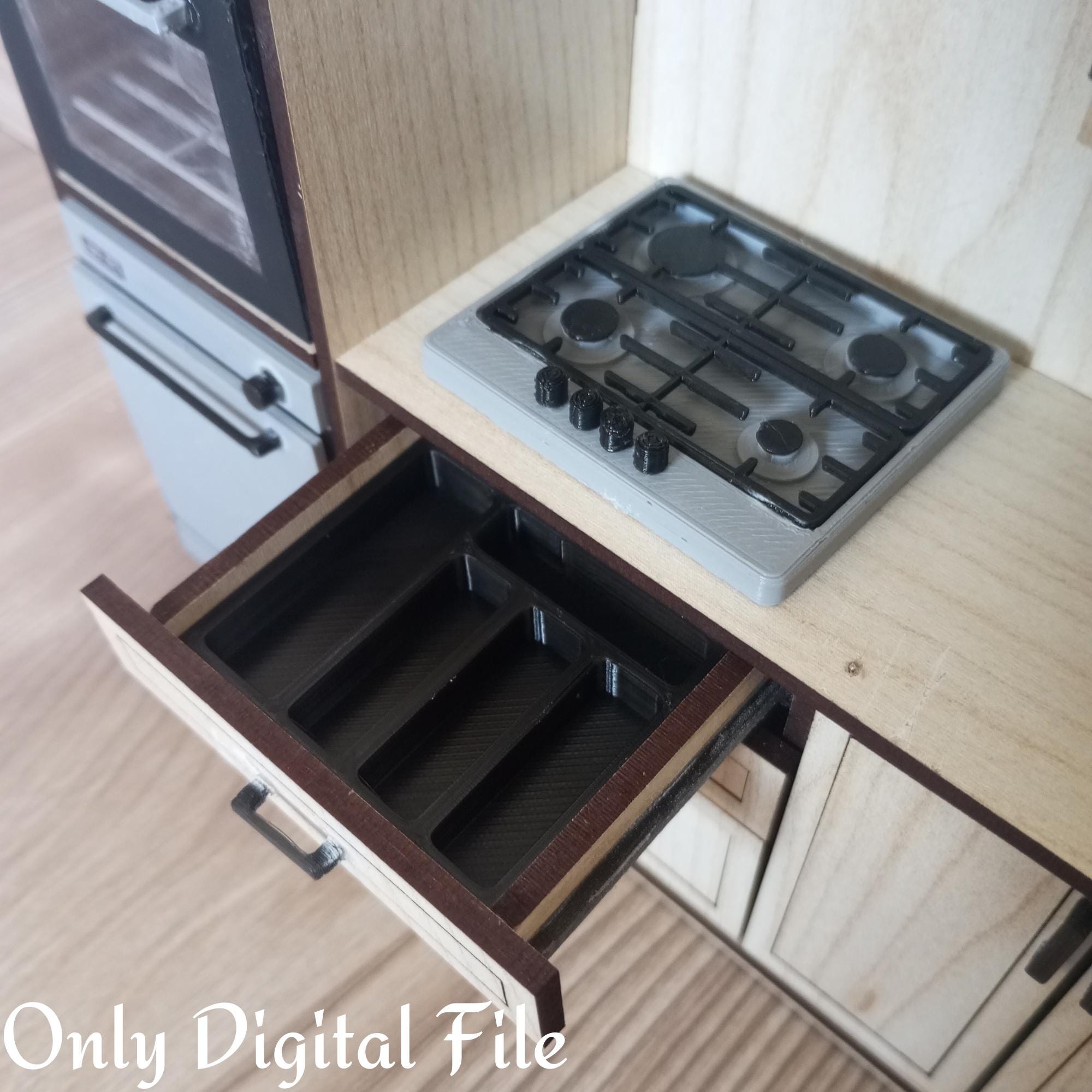 DIGITAL FILE - 1/12 Scale Miniature Kitchen Furniture Set, Refrigerator ...