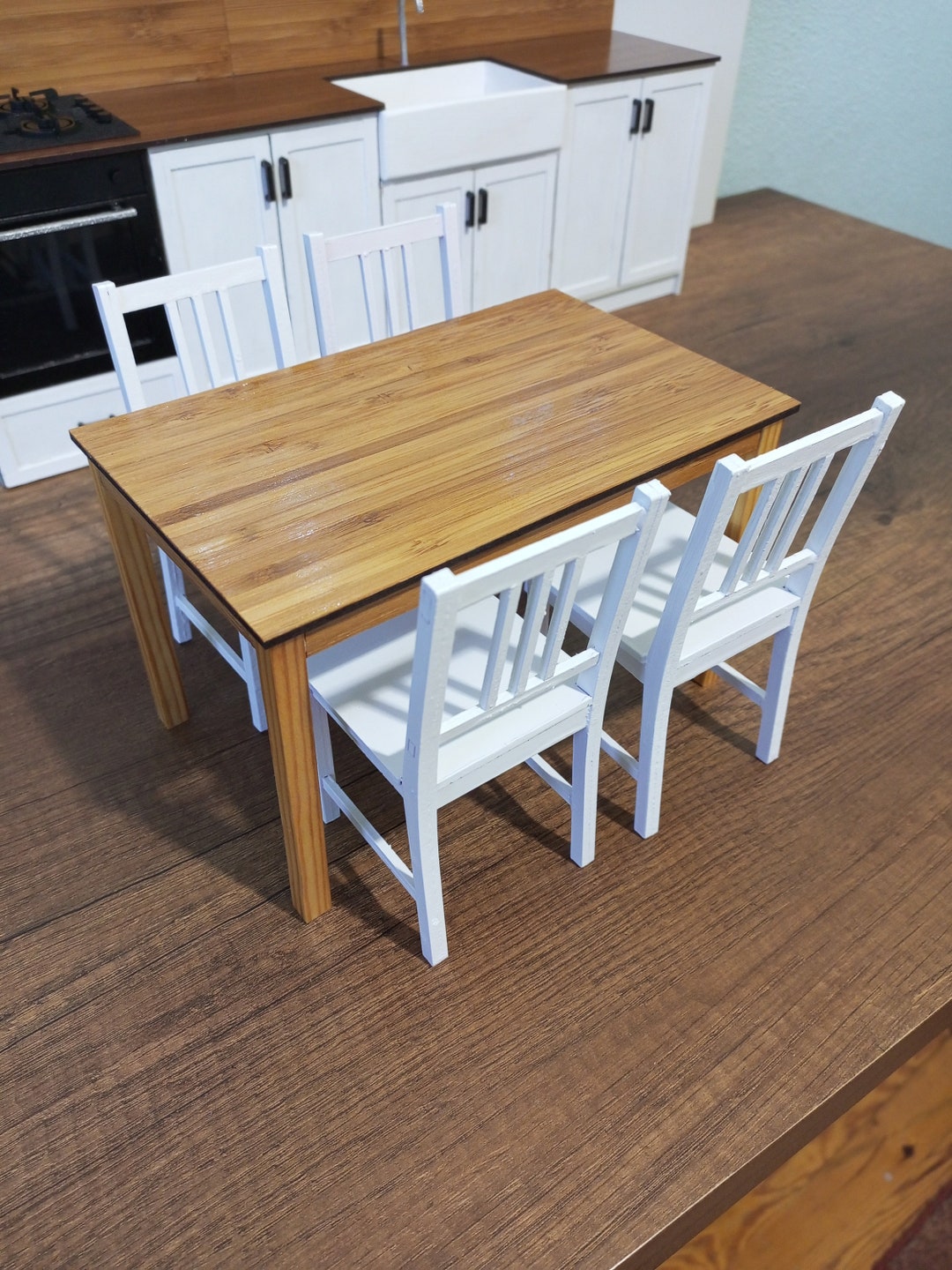 DIGITAL FILE - 1/6 Scale Miniature Kitchen Table and Chairs, Kitchen ...
