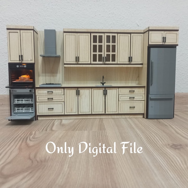 DIGITAL FILE - 1/12 Scale Miniature Kitchen Furniture Set, Refrigerator ...