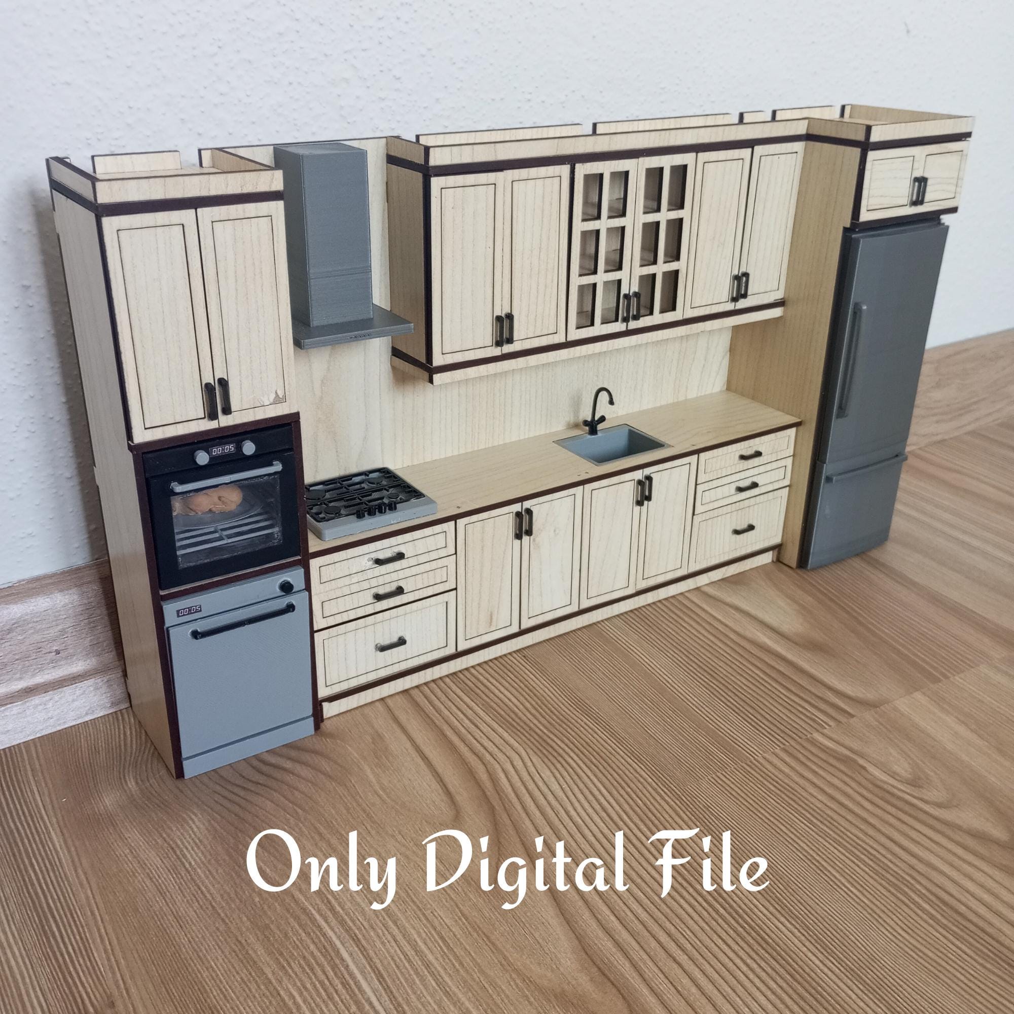 DIGITAL FILE - 1/12 Scale Miniature Kitchen Furniture Set, Refrigerator ...