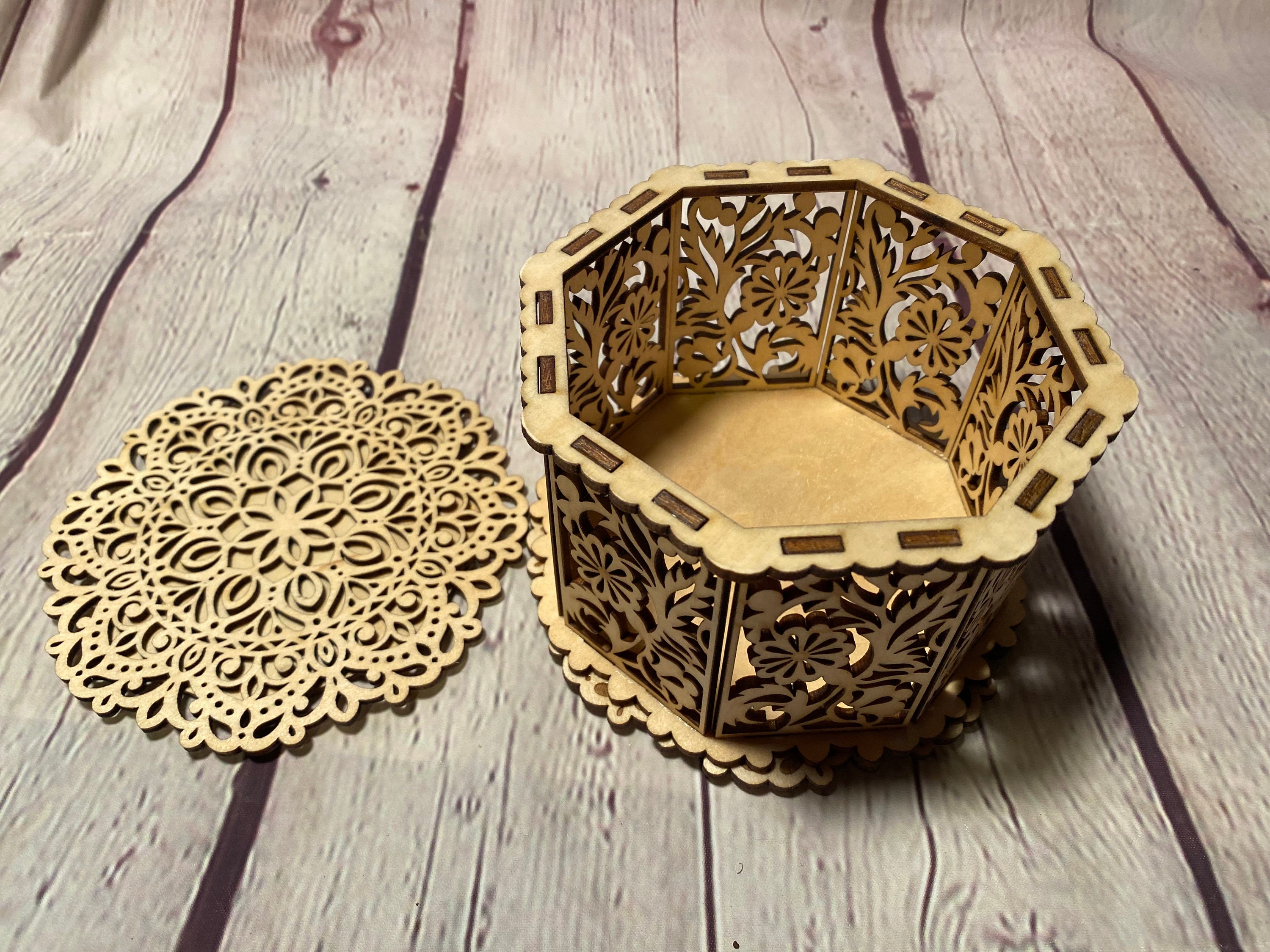 Laser Cut Wooden 8 Sided Box With Lid Trinket Box Jewelry Box - Etsy