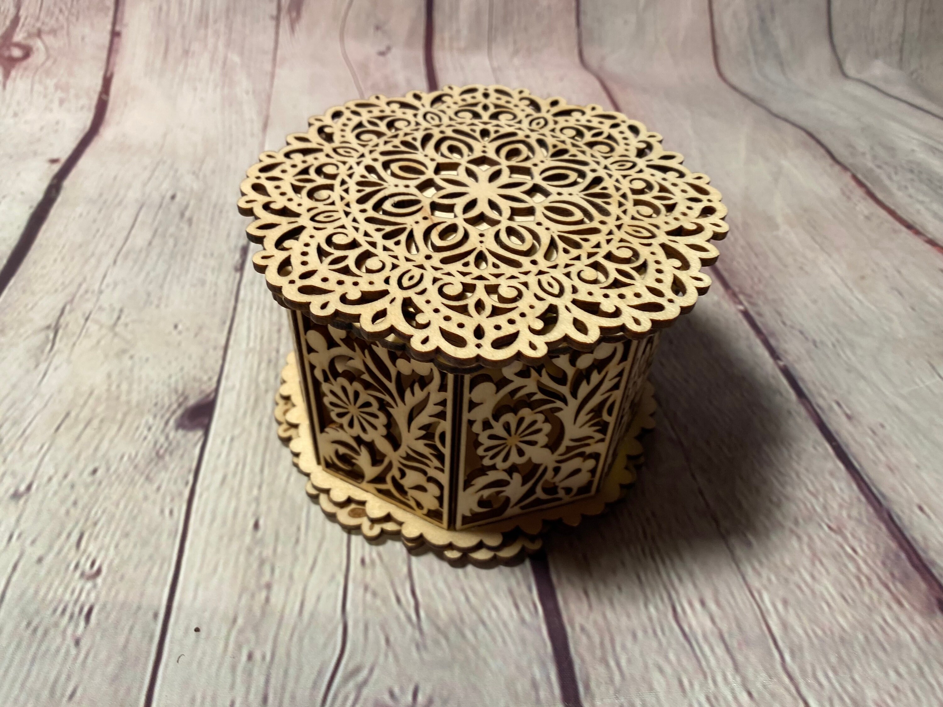 Laser Cut Wooden 8 Sided Box With Lid Trinket Box Jewelry Box Cut Out ...