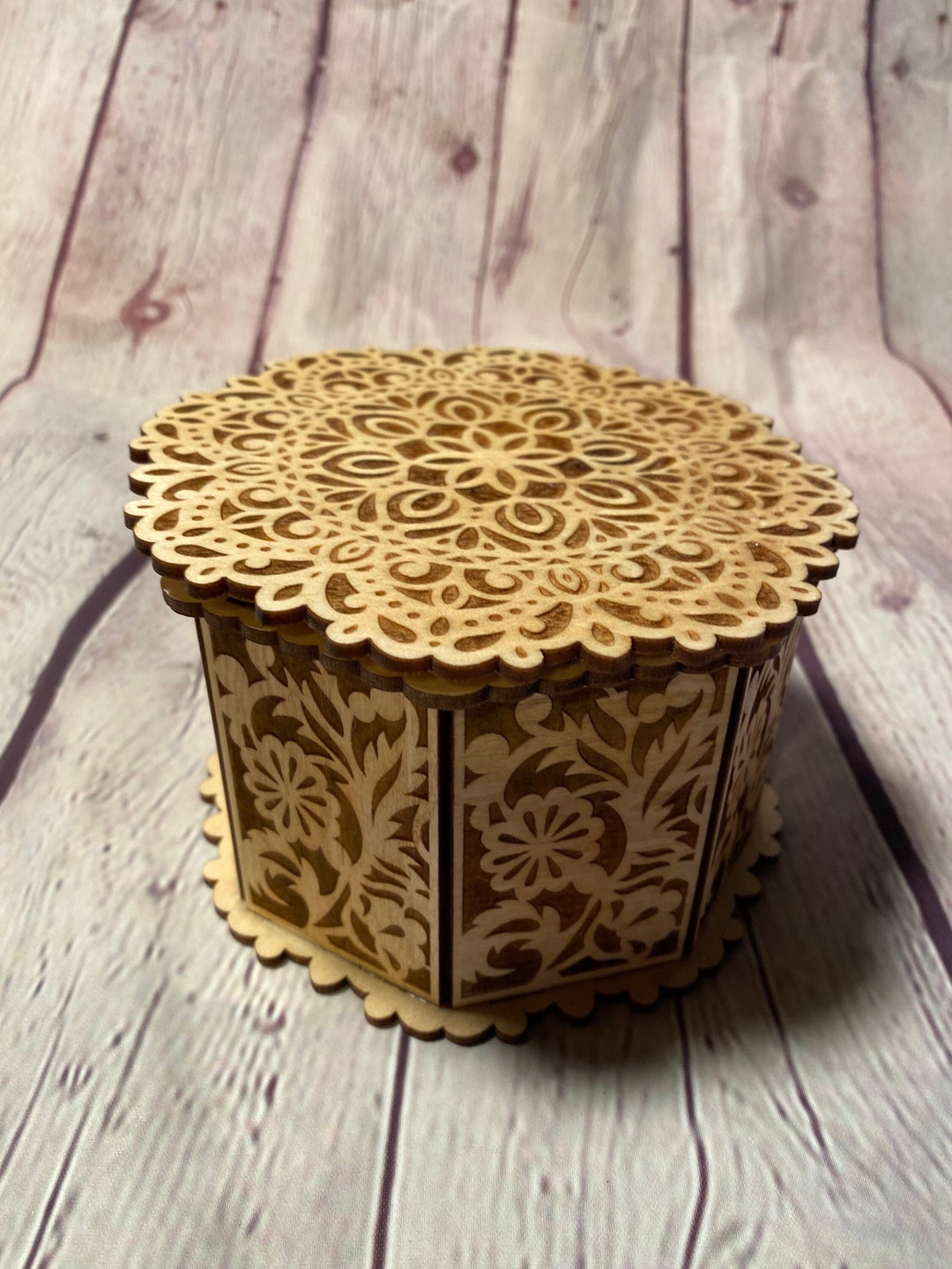 Laser Cut Wooden 8 Sided Box With Lid Trinket Box Jewelry Box Laser ...