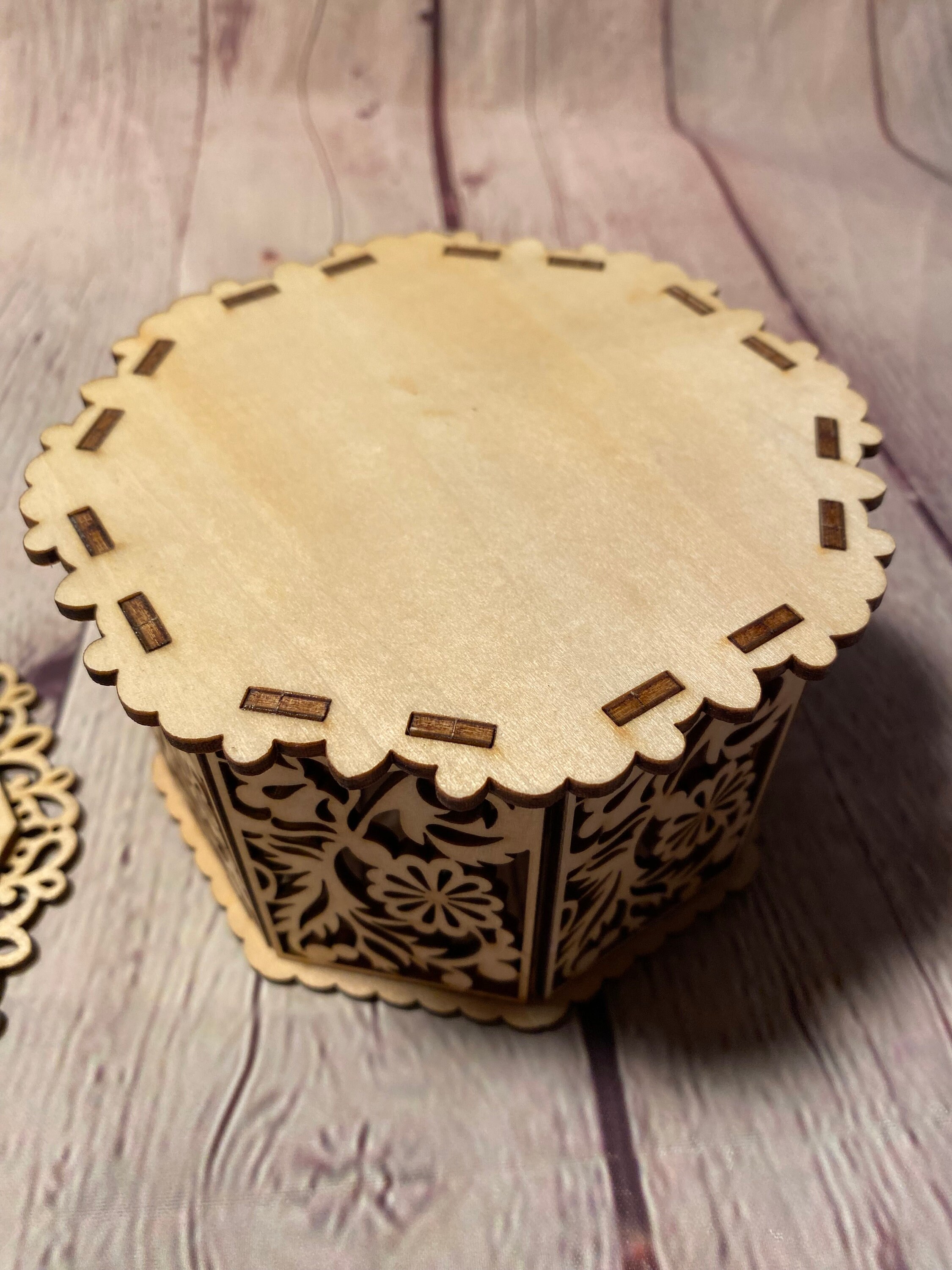 Laser Cut Wooden 8 Sided Box With Lid Trinket Box Jewelry Box Cut Out ...