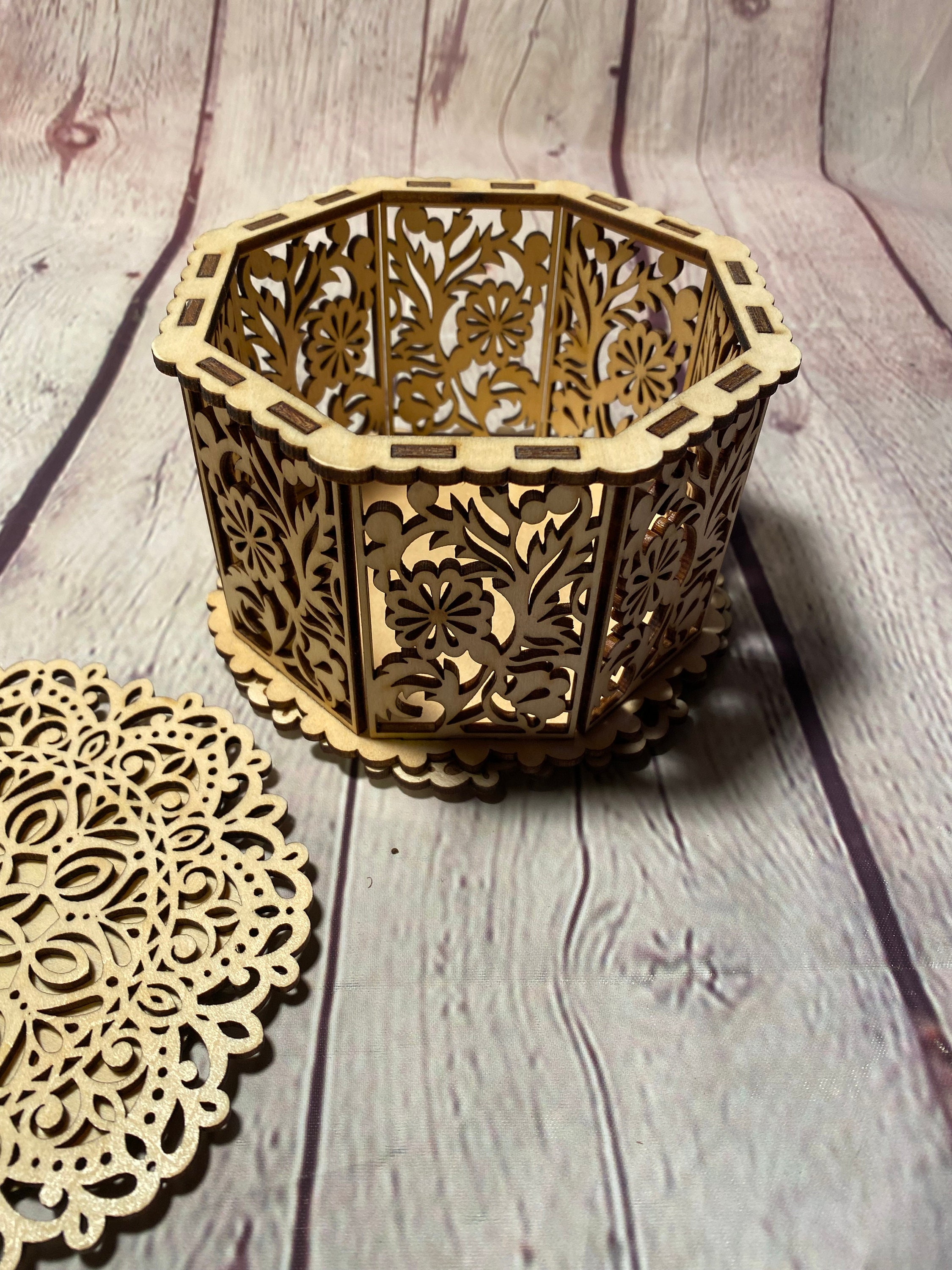 Laser Cut Wooden 8 Sided Box With Lid Trinket Box Jewelry Box - Etsy