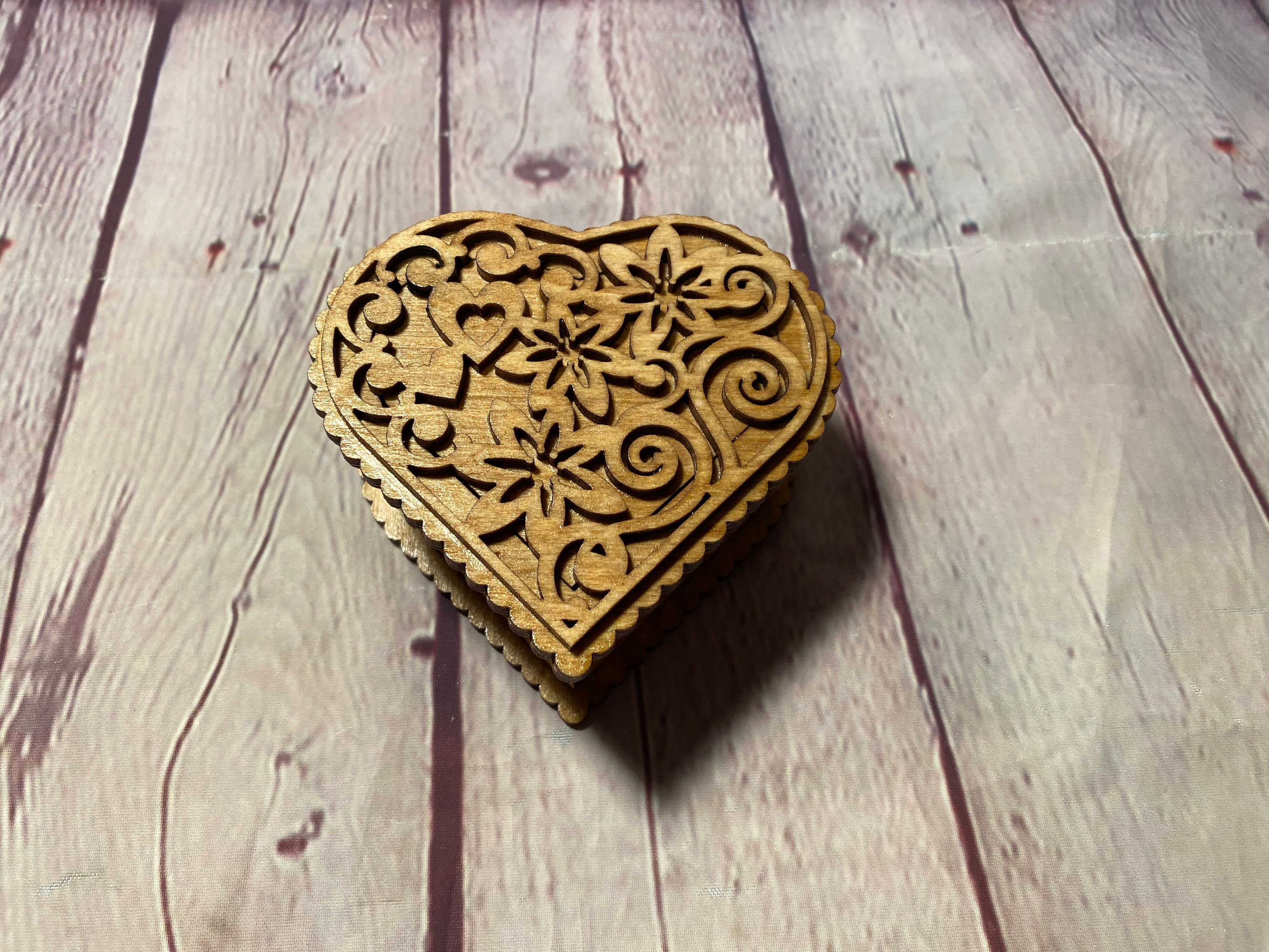 Heart Shaped Keepsake Box With Lid Laser Carved Laser Engraved I Love ...