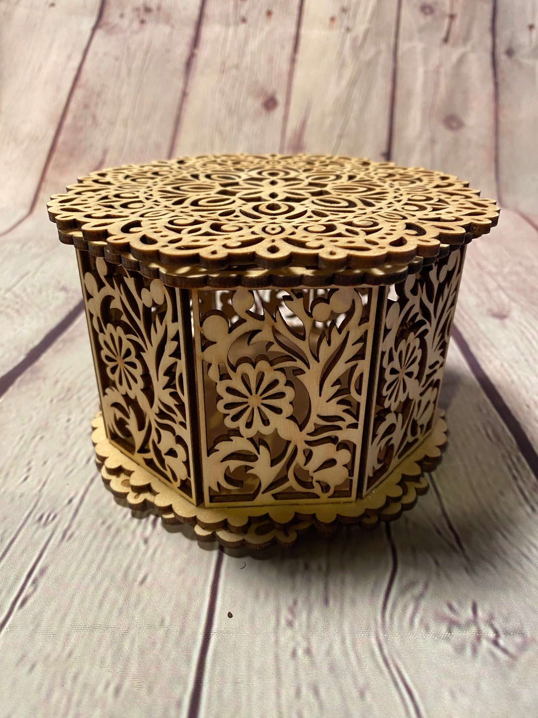 Laser Cut Wooden 8 Sided Box With Lid Trinket Box Jewelry Box Cut Out ...