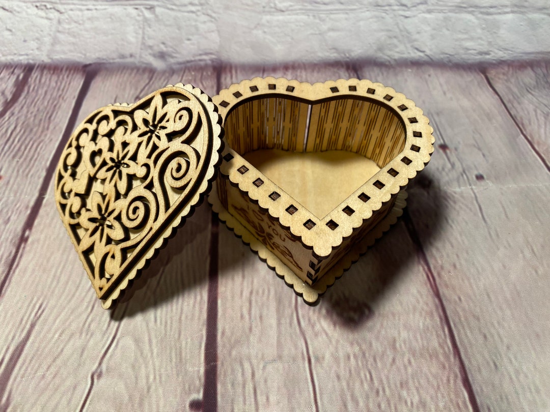 Heart Shaped Keepsake Box With Lid Laser Carved Laser Engraved I Love ...