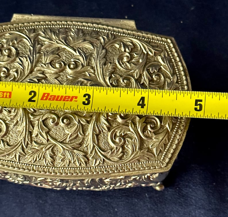 Vintage Silver Tone Metal Trinket Box Ornate Raised Relief Design - Etsy