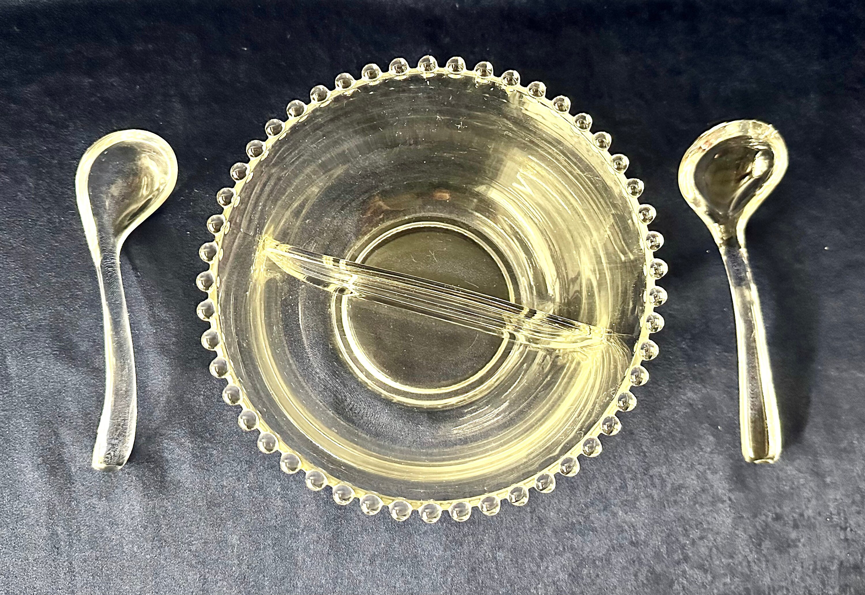 Vintage Imperial Glass Candlewick Divided Relish Bowl W/two Glass ...