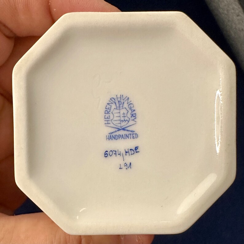 Vintage Herend Porcelain Trinket Box With Cat on Lid - Etsy