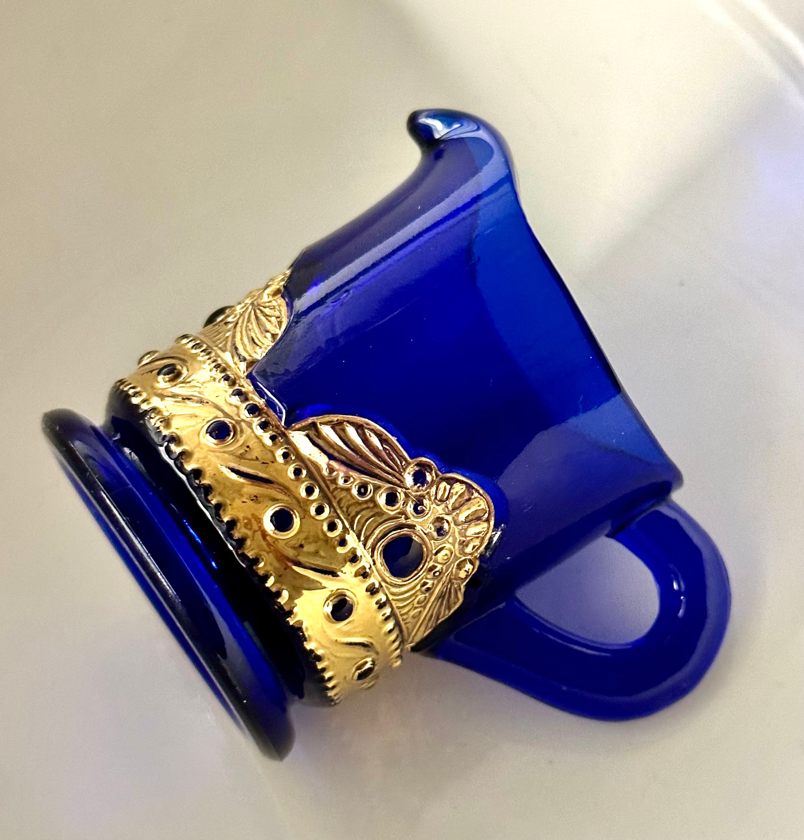 Vintage Summit Art Glass Cobalt Blue Miniature Pitcher/toothpick Holder ...