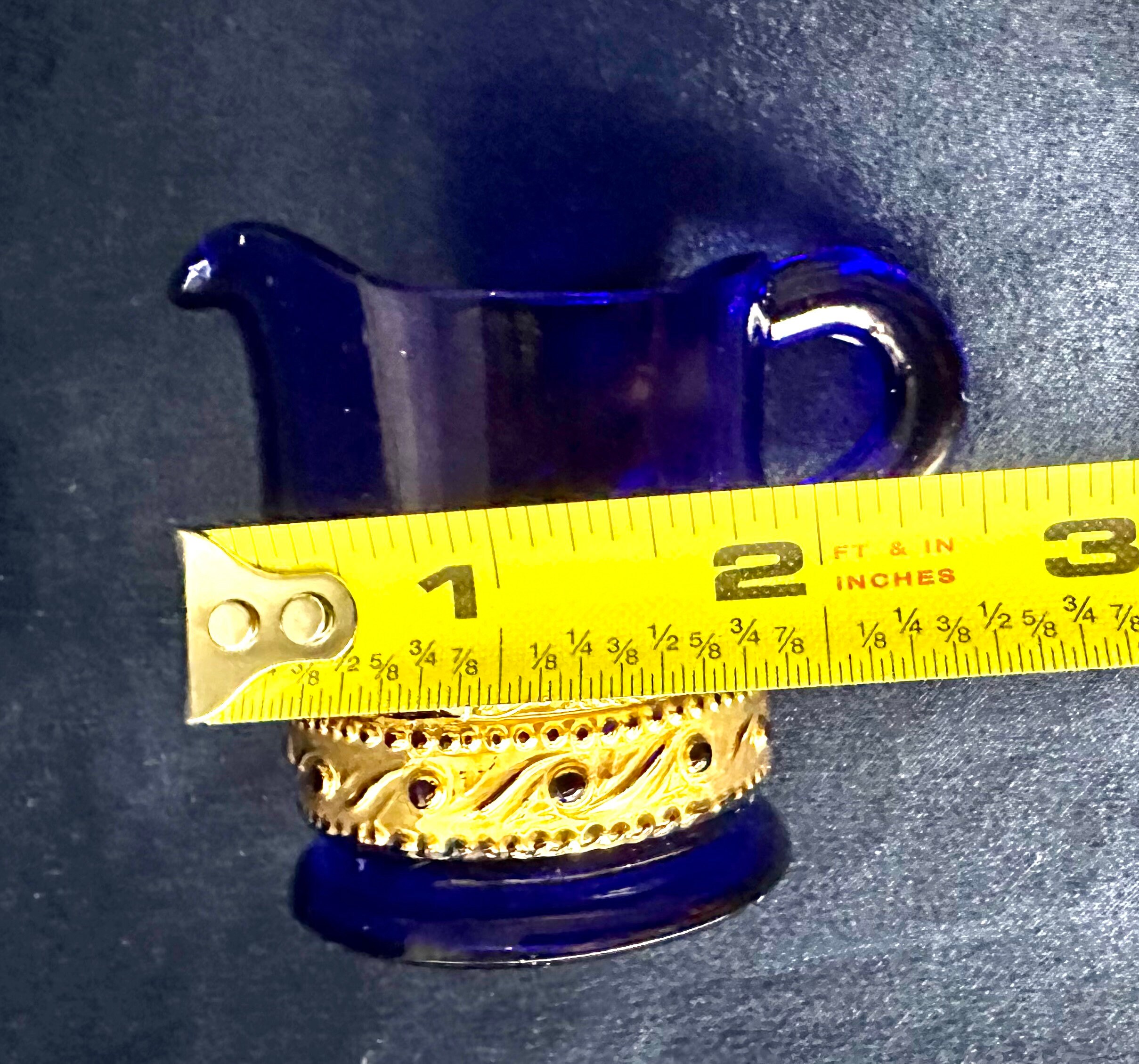 Vintage Summit Art Glass Cobalt Blue Miniature Pitcher/toothpick Holder ...