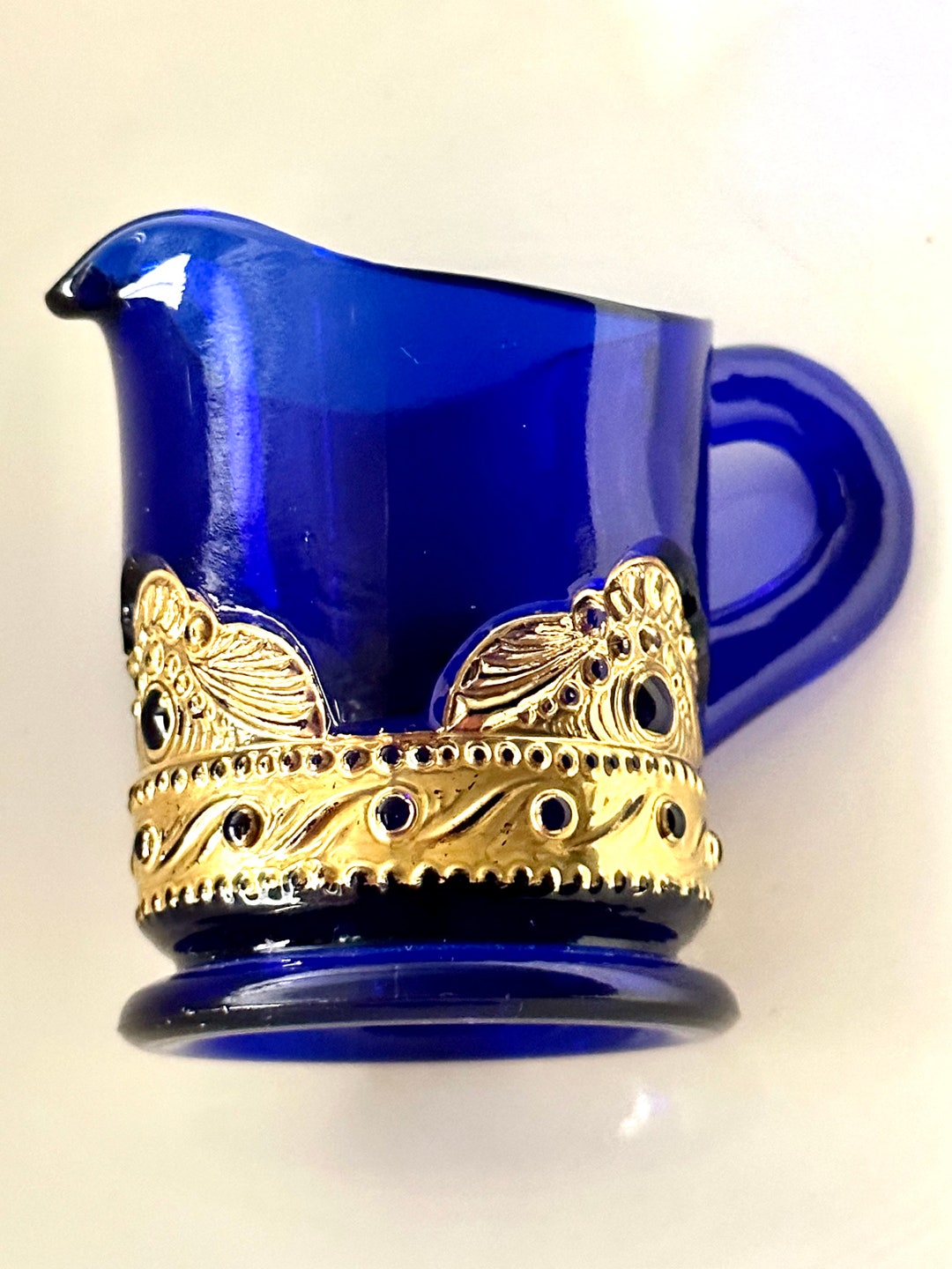 Vintage Summit Art Glass Cobalt Blue Miniature Pitcher/toothpick Holder ...