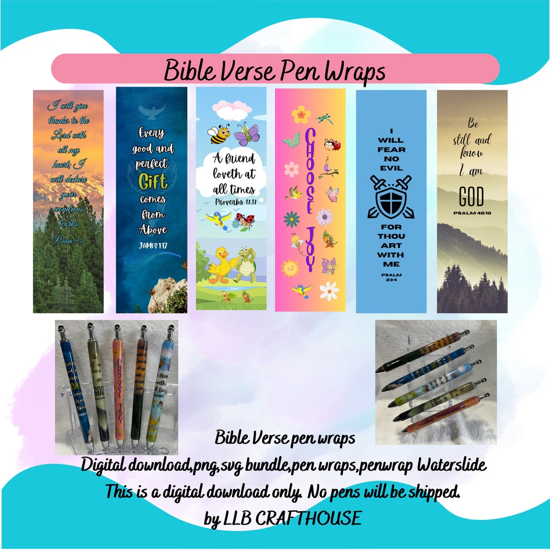 Bible Verse Pen Wrap Bundle, Faith Inspired, Digital Download, Sig,png ...