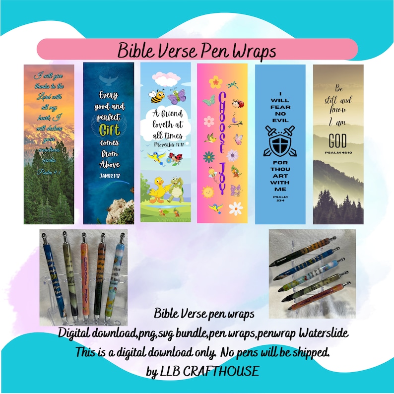 Bible Verse Pen Wrap Bundle, Faith Inspired, Digital Download, Sig,png ...
