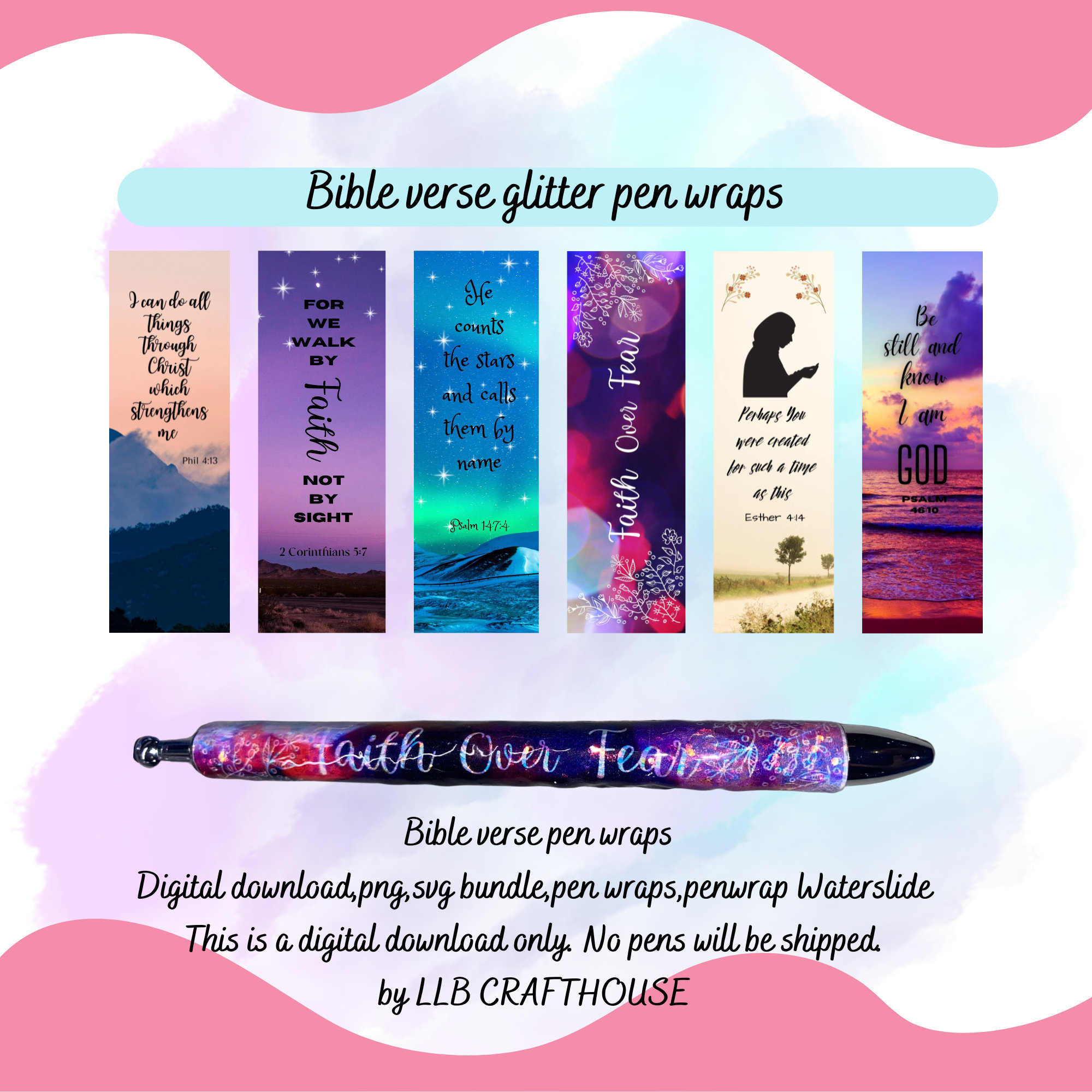 Bible Verse Pen Wraps Bundle, Digital Instant Download, SVG, PNG, Faith ...
