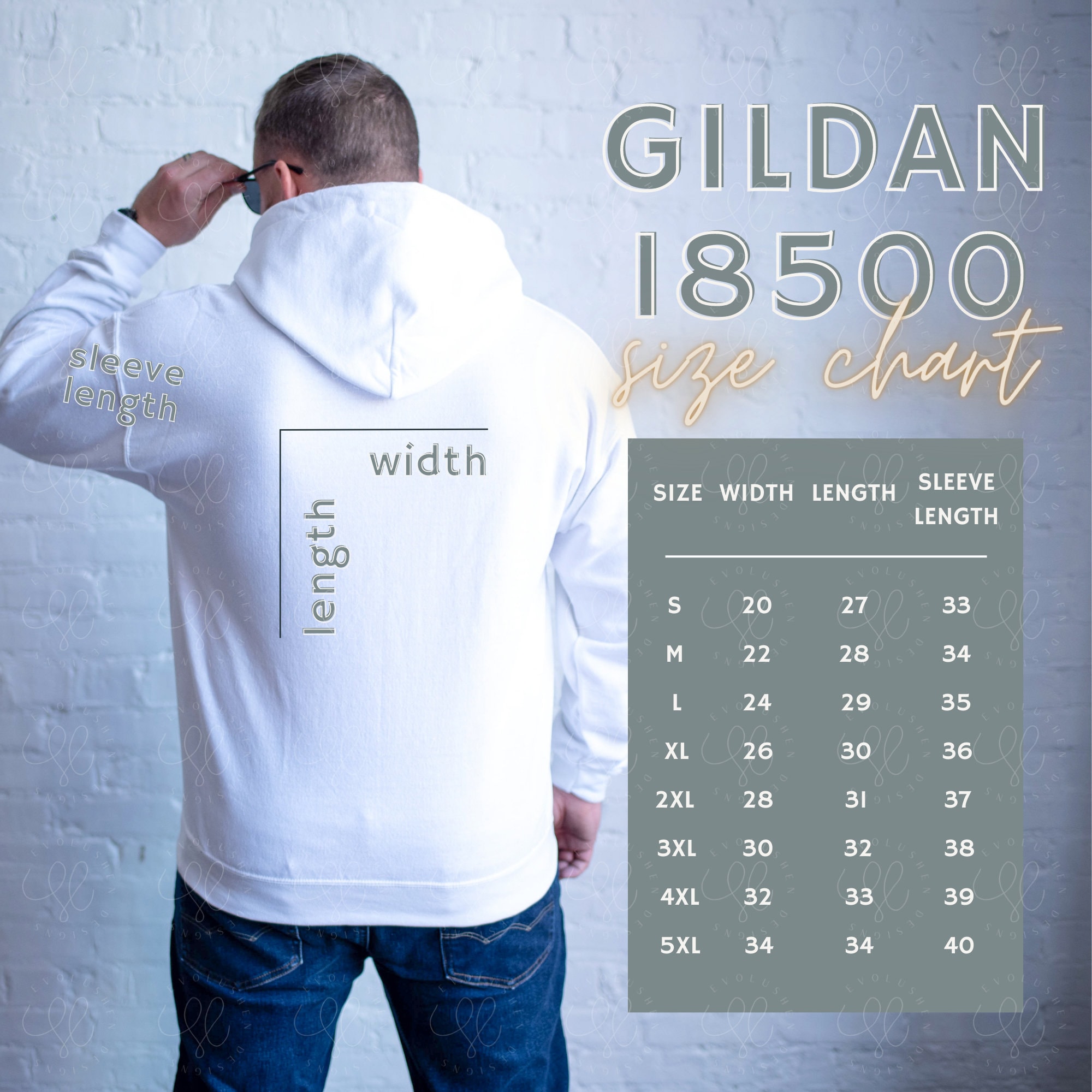 Gildan 18500 Size Chart, Size Chart, Whole Shop Bundle, Gildan Size ...