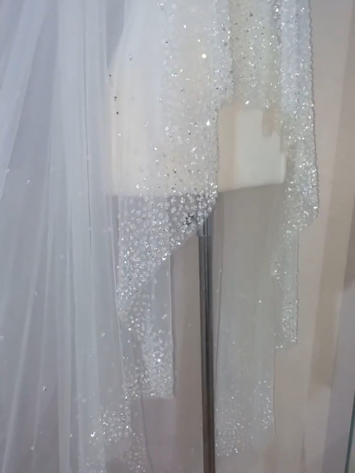 Crystal Pearl Bridal Veil: Cathedral Length, White or Ivory (157.5/118. ...