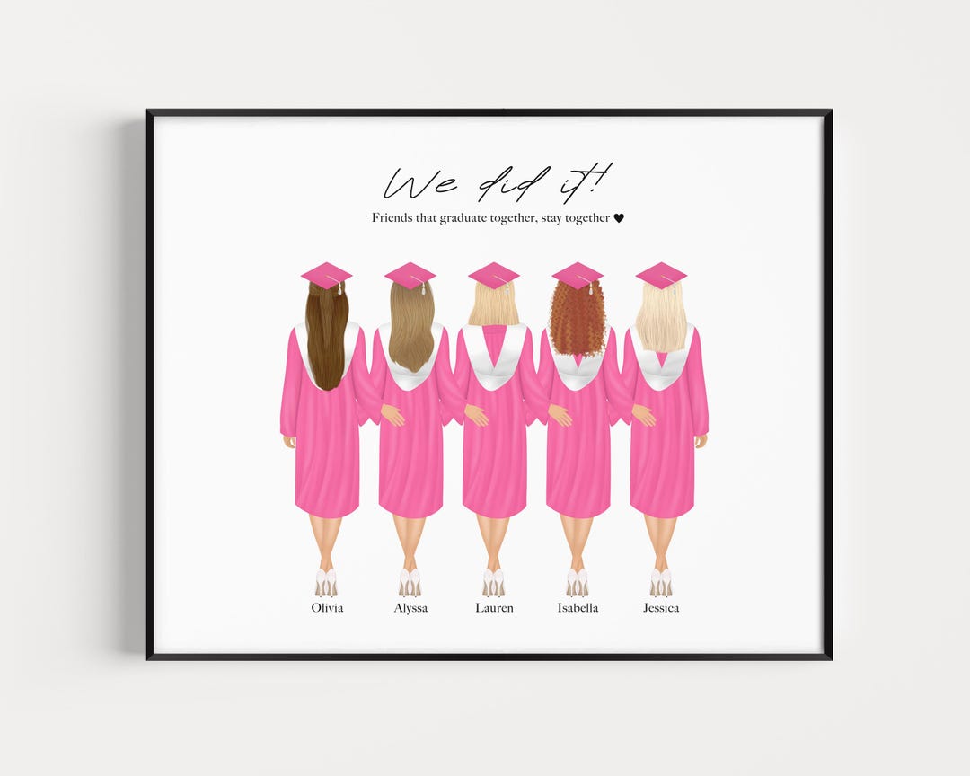 Graduation Print, Large Friends Group, University, College or High ...