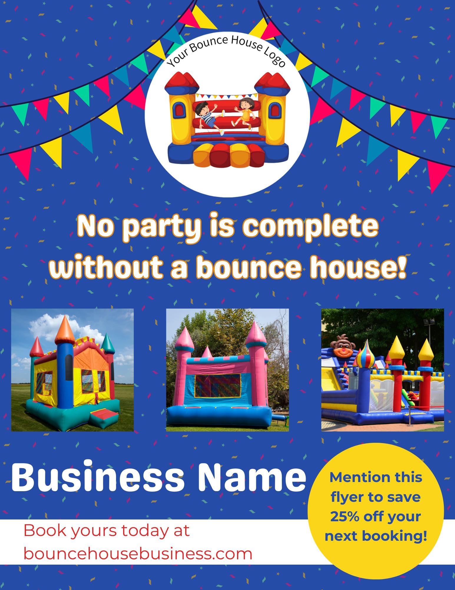 Bounce House Flyer Template - Editable Canva Design for Party Rentals ...