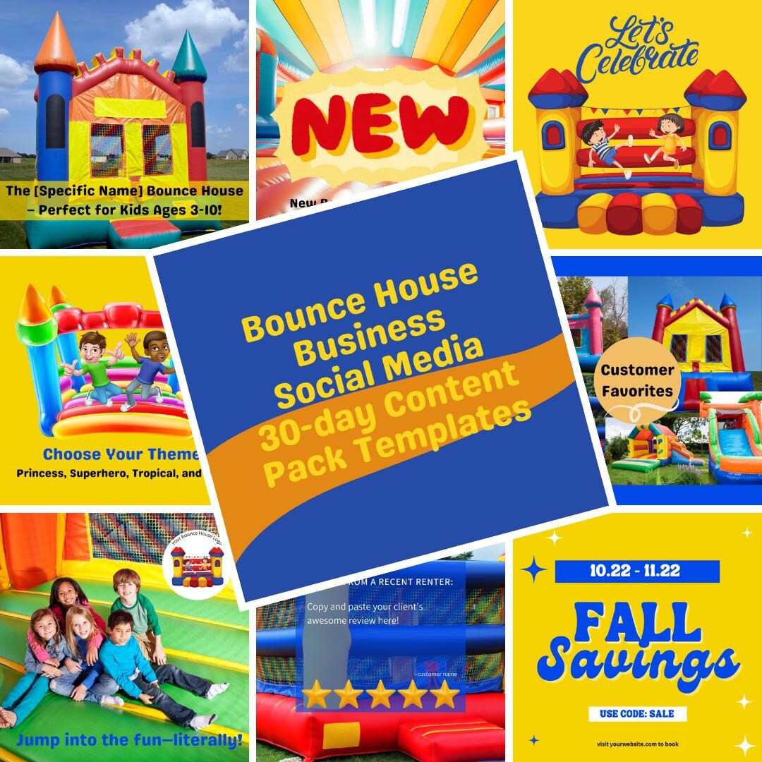 Bounce House Business Social Media Content Pack | Editable Canva ...