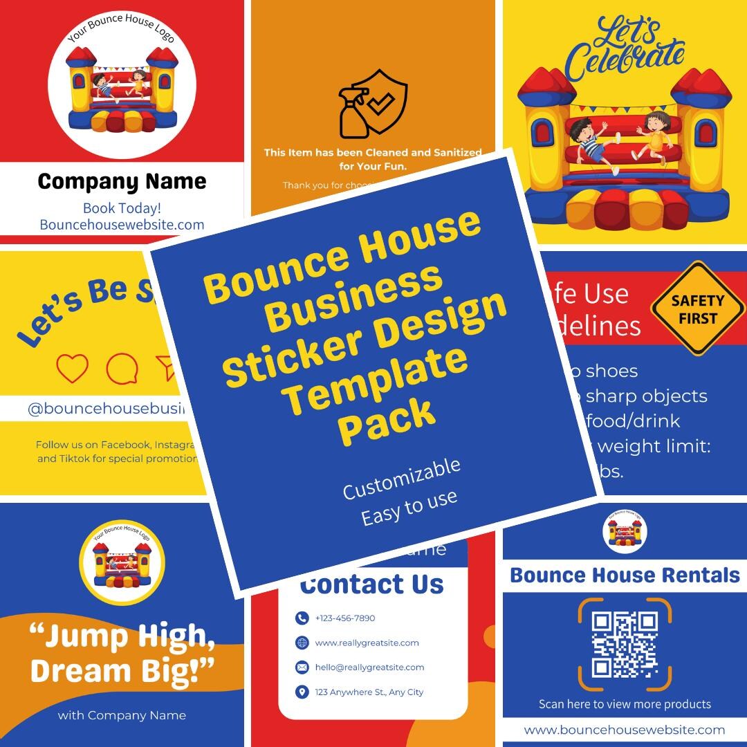 Bounce House Sticker Design Pack – Editable Canva Templates - Etsy