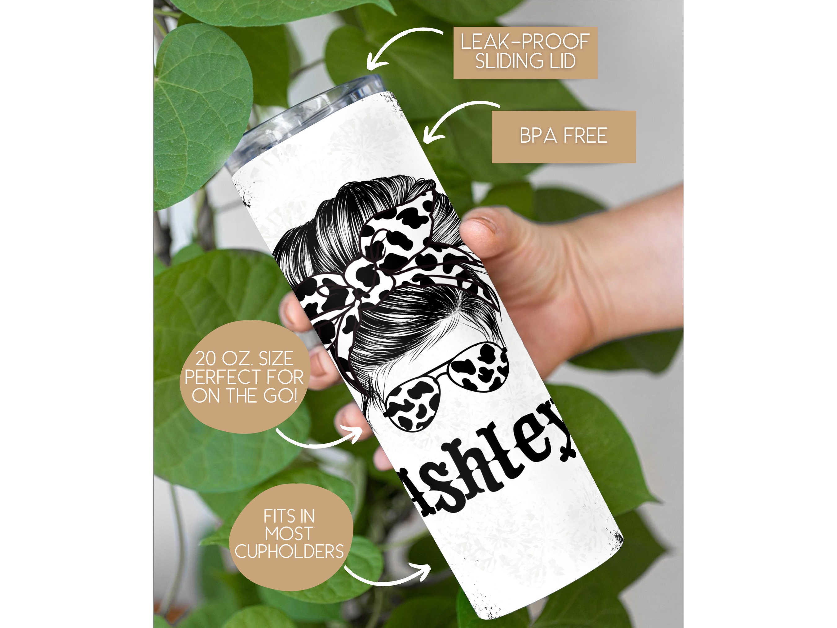 Personalized Cow Print Tumbler for Mom for Mother's Day Gift - Cowhide ...