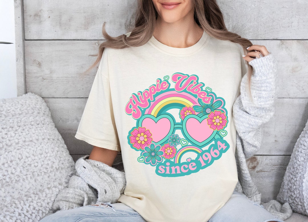 Hippie Vibes Since 1964: Retro Groovy 60th Birthday Tshirt - Etsy