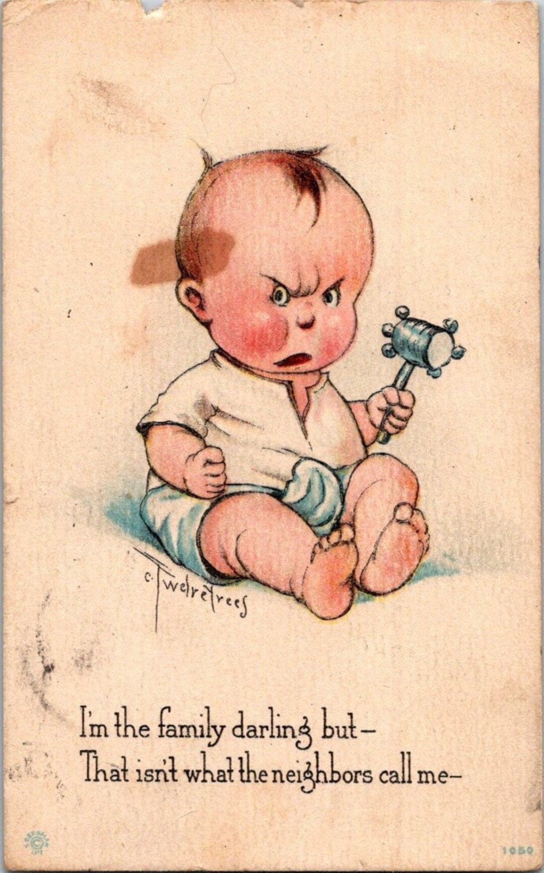 C1915 SIGNED Twelvetrees Postcard, Mad Baby, Disgruntled Baby Boy ...