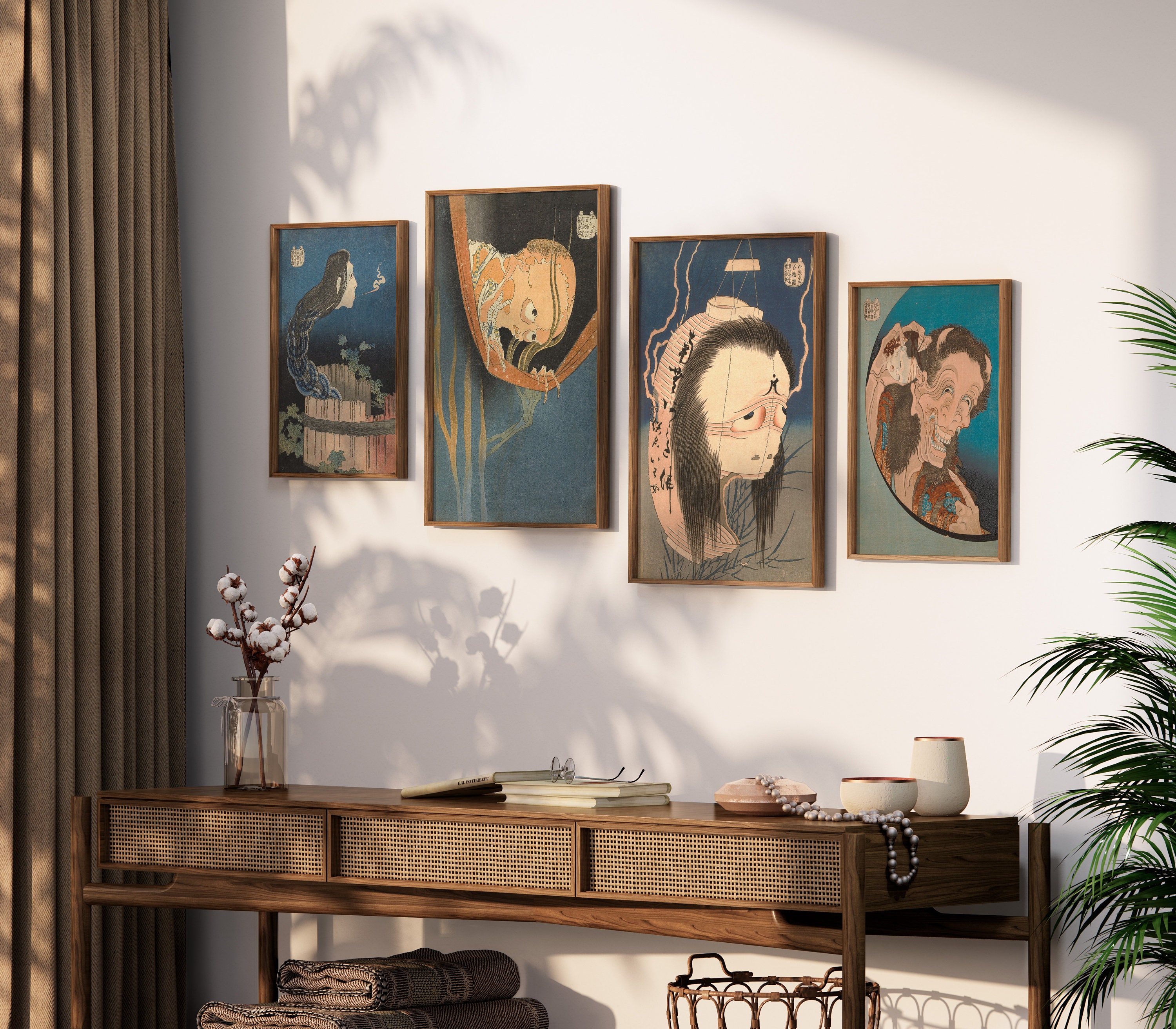 Yokai Set of 4 katsushika Hokusai Wall Art Gallery Japanese Folklore ...