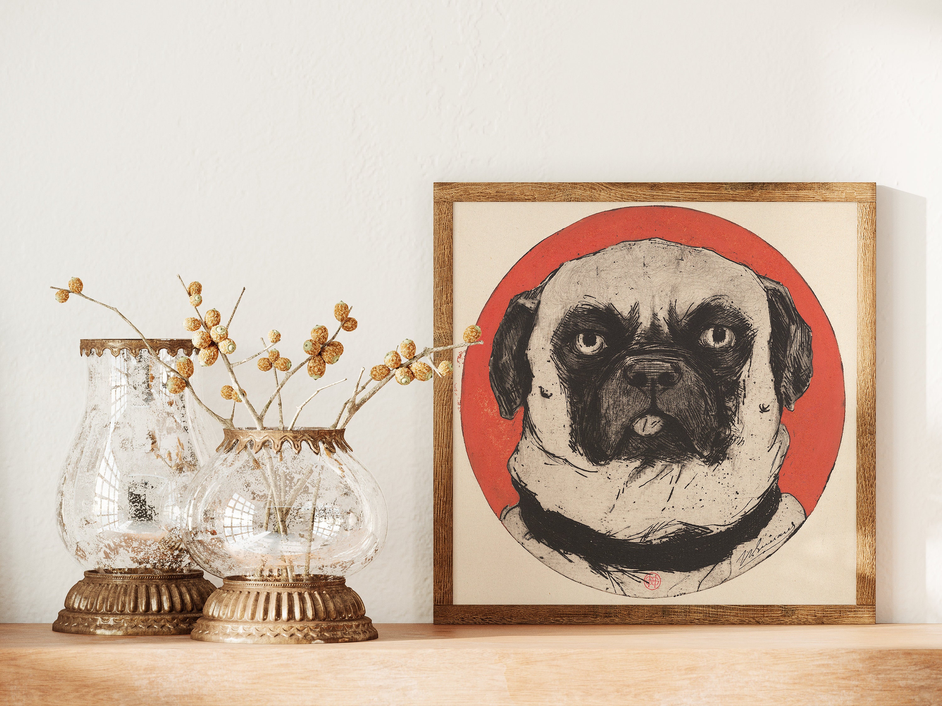 Azor the Pug Wall Art Set of Two Vintage Art Digital Art Gift for Pug Lovers - Etsy