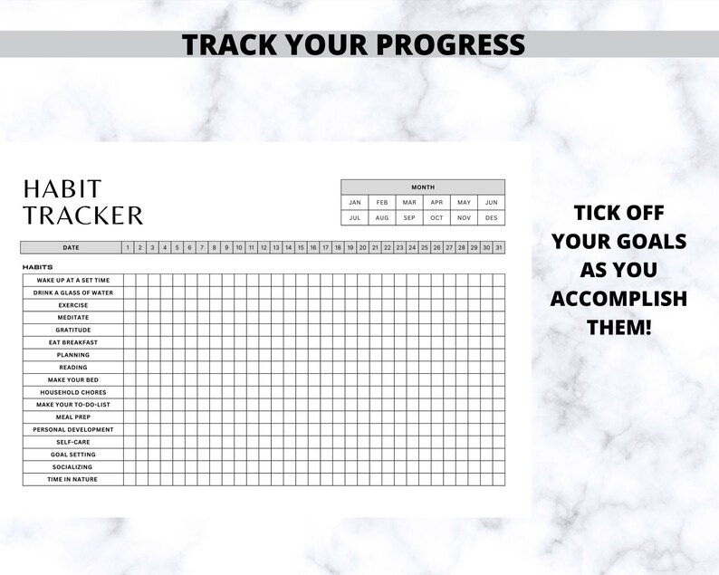 Monthly Habit Tracker, Routine Tracker, Minimalistic Daily Habit ...