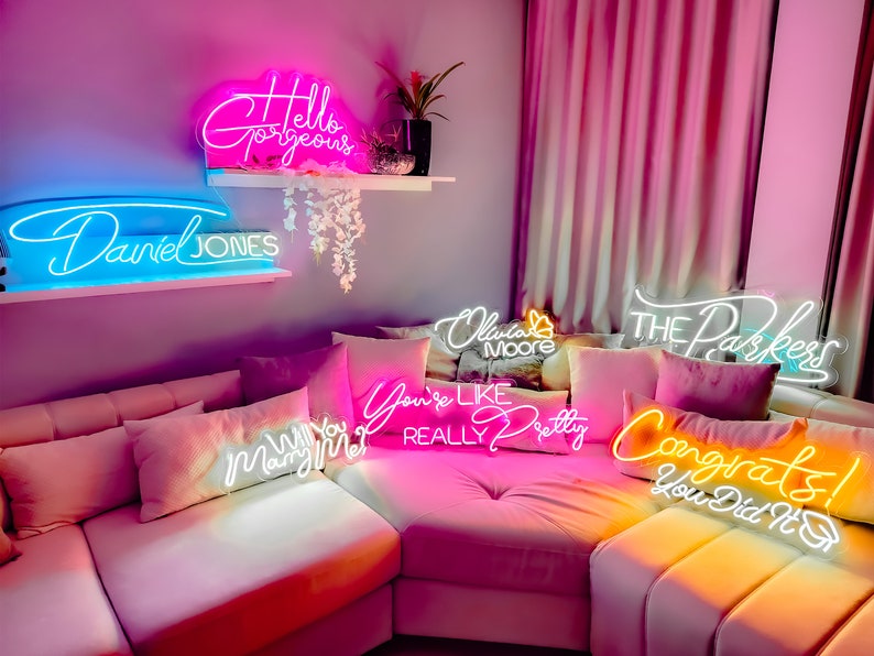 Hello Gorgeous Led Light Sign, Youre Like Really Pretty Neon Sign, Pink ...