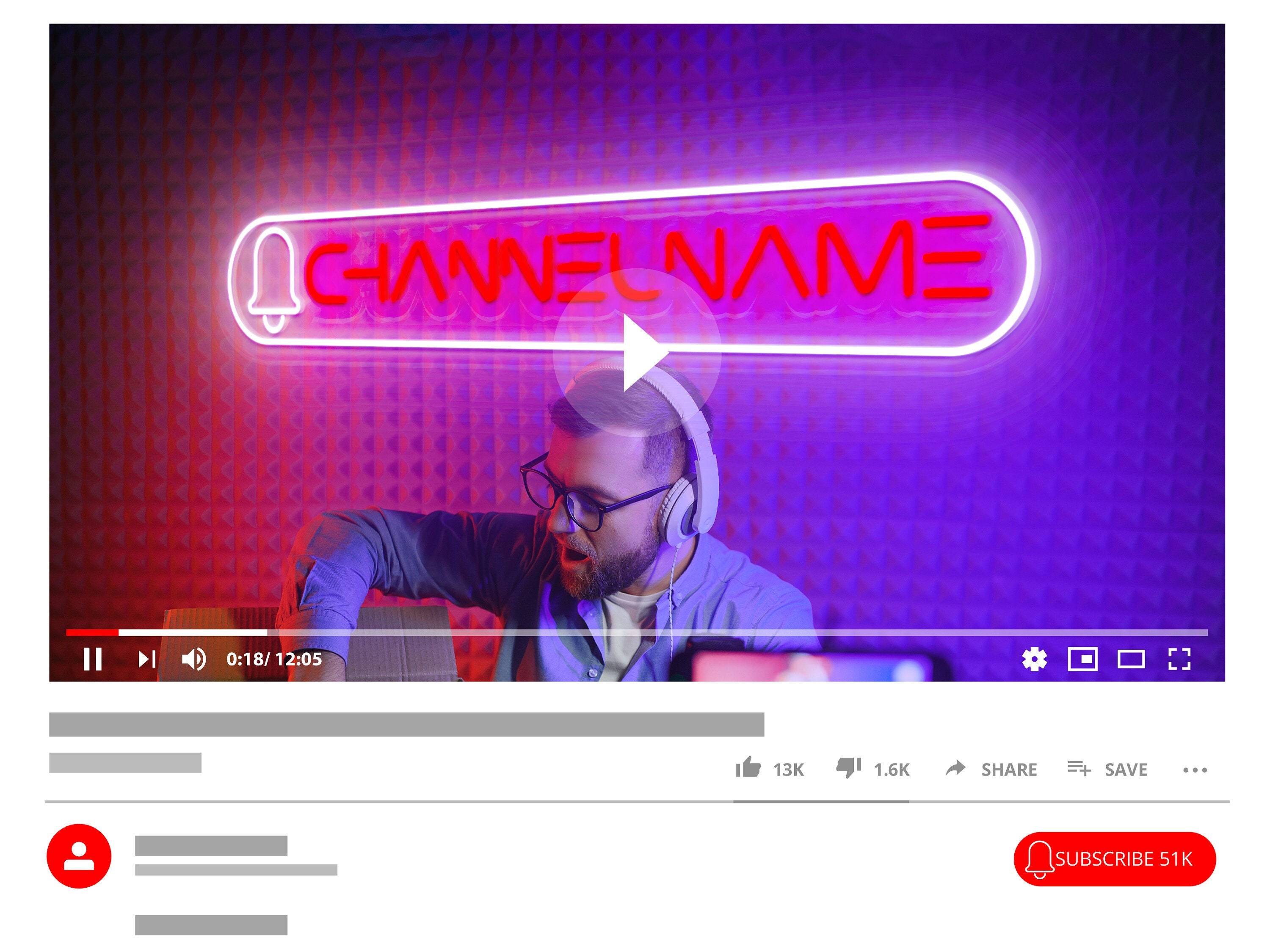 Custom Social Media Id Neon Sign Streamer Subscribe Neon - Etsy