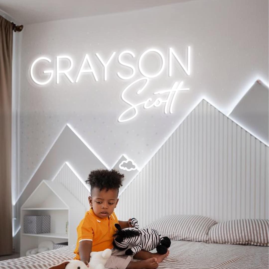 Custom Name Neon Sign for Kids, Nursery Neon Lights, Kids LED Name Sign ...