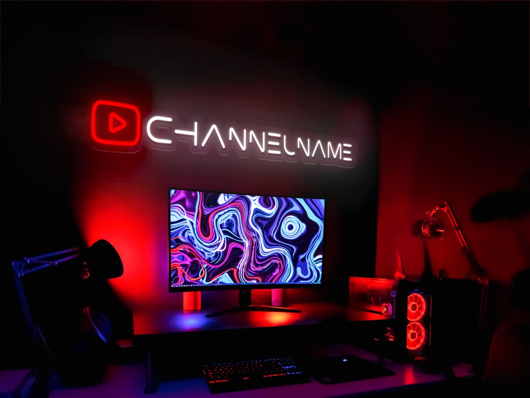 Youtube Play Button Neon Sign, Custom Channel Name Led Neon for ...