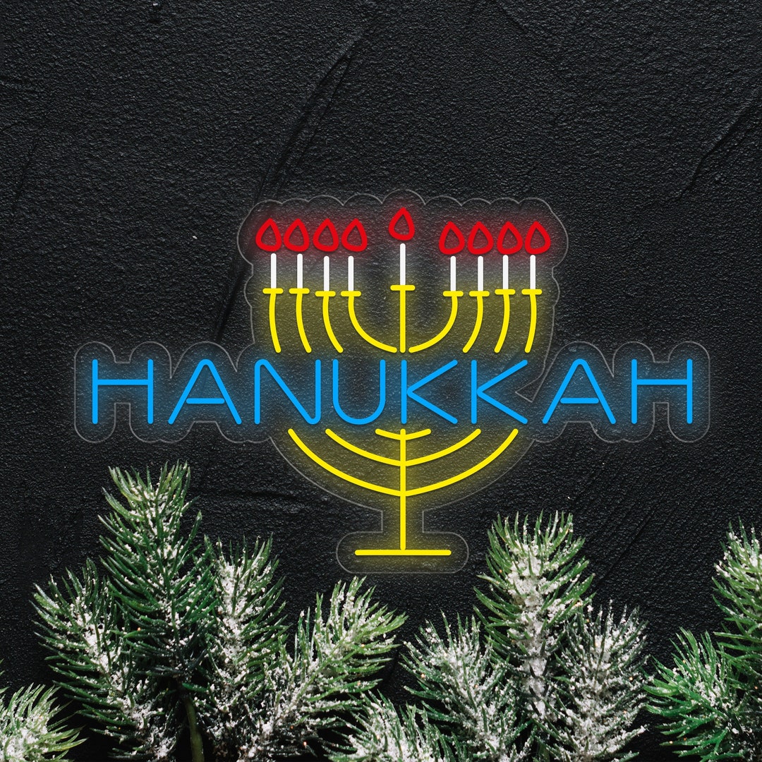 Menorah Neon Sign, Hanukkah Decor, Festival of Lights Led Light ...
