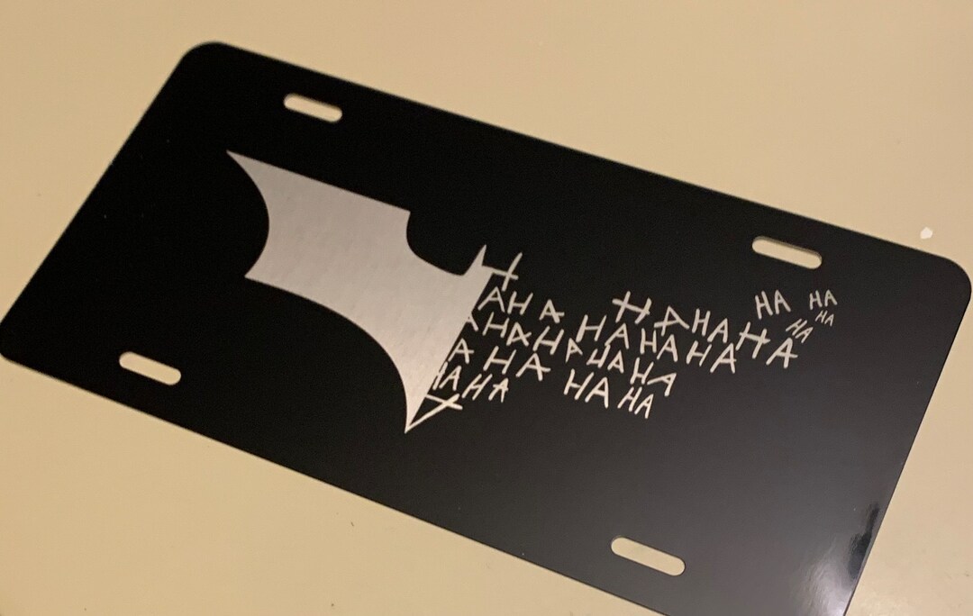 Grownup Batboy and Jester - Black Aluminum Engraved Vanity Plate - Etsy